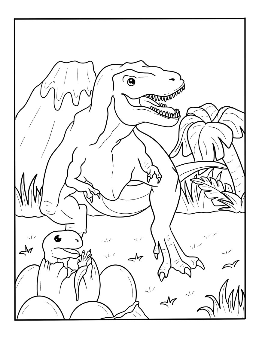Free Coloring Page Dinosaur – T-Shirts with Dinosaurs