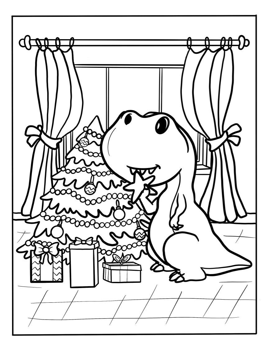 Christmas Coloring Pages Free Printable | Dinosaur Pictures To Color