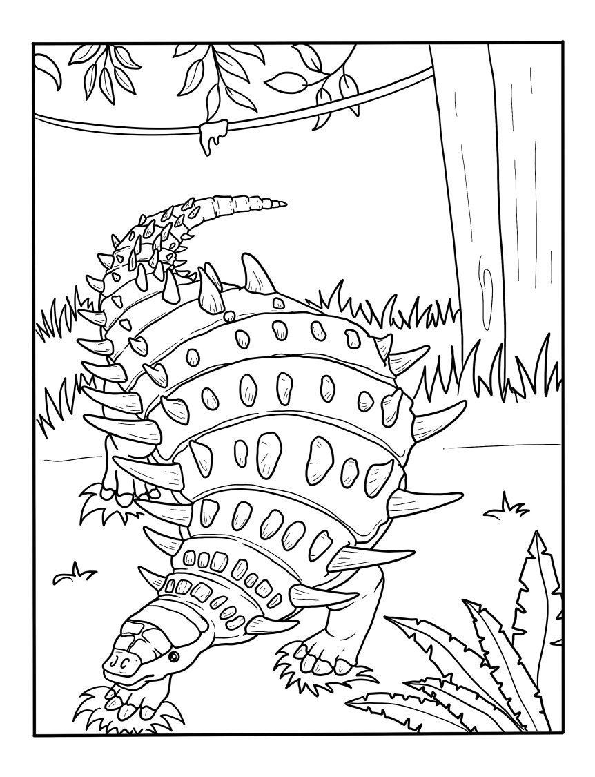 Dinosaurs Coloring Sheet - Free Printable Euoplocephalus Coloring Pages